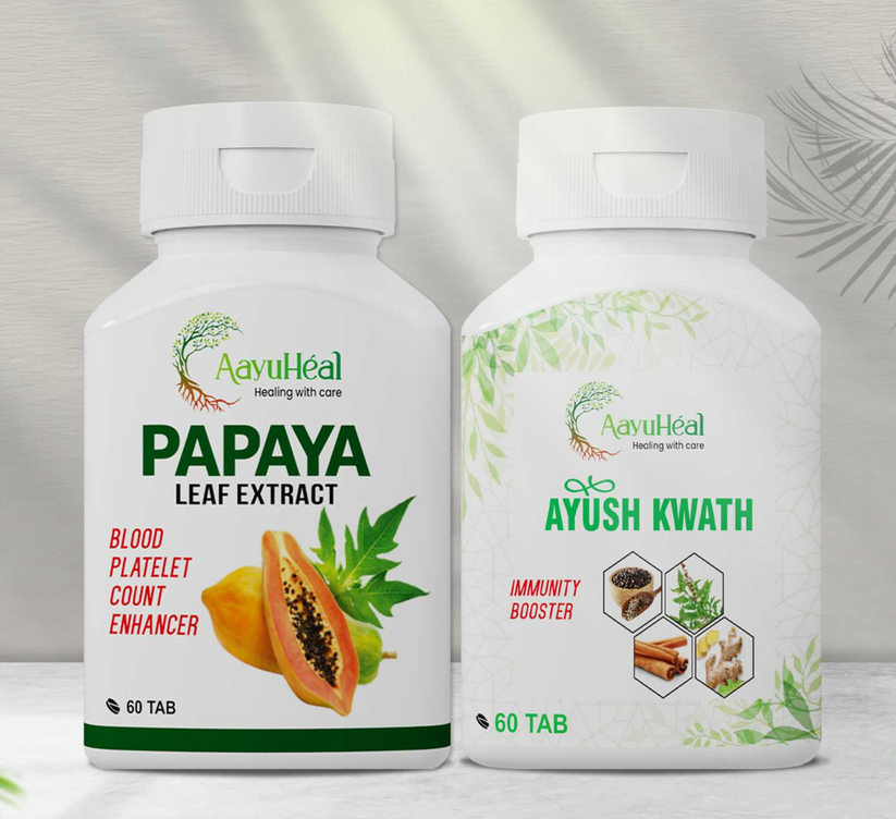 Fever, Malaria & Platelet Booster Combo – Papaya Tablets + Ayush Kwath ...